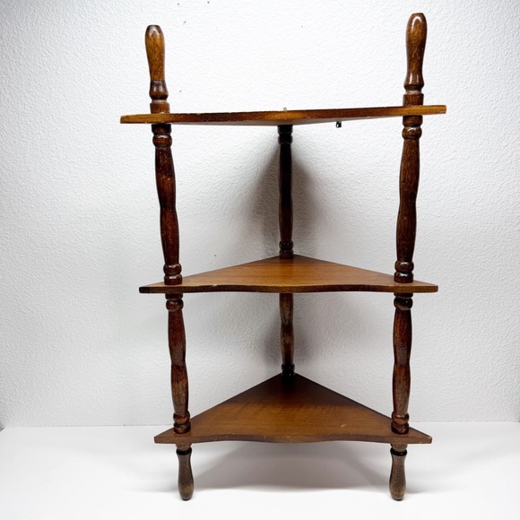 Wall Decor | Vintage Mcm Tiered Spindle Wood Corner Shelf 19 | Poshmark